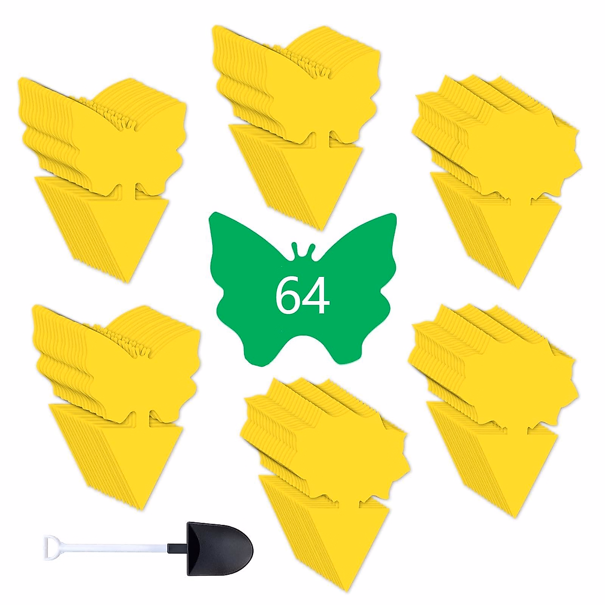 LFSYS 64 Pcs Sticky Traps for gnat, Yellow Stick Traps for Plants, Fungas gnat Traps Double Side with Shovel, Indoor Safe for Gnat, Fruit Fly, White Fly, Aphid, Leaf Miner