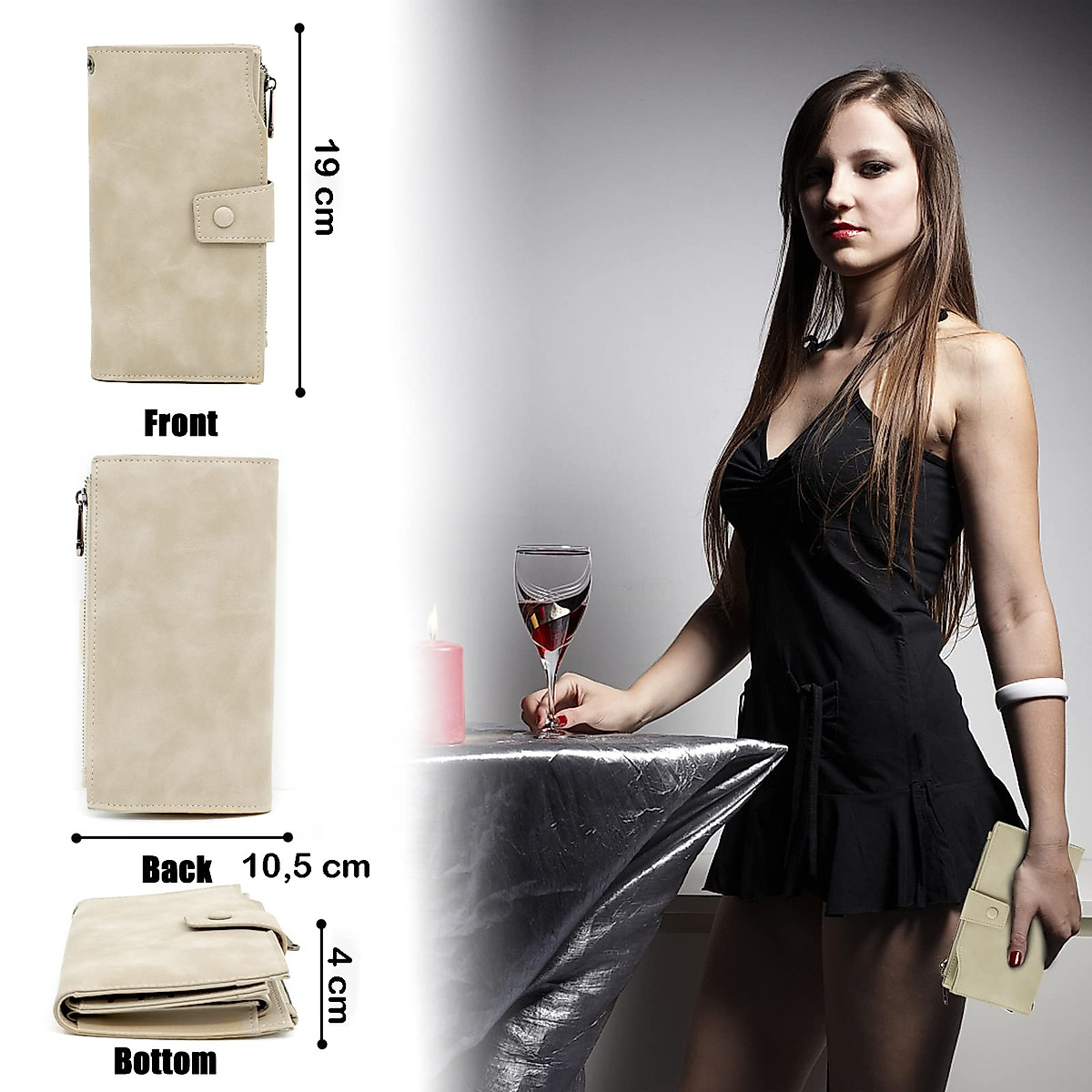 TAN.TOMI Wallet Women, Vegan Leather Women Wallet Large Capacity, Wallet for Women RFID Blocking with Multi Card Organizers