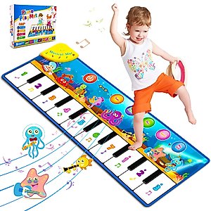 Foayex Valentines Day Gifts for Toddlers Boys & Girls Toys,Foldable Musical Toys, Learning Floor Mat with 8 Instrument Sounds-Touch Play for Early Education, Birthday Gifts for Baby Boys Girls