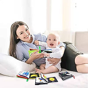 4 Crinkle Book Baby Toy High Contrast Black and White Newborn Book Soft Cloth Book Touch and Feel Sensory Fabric Book Soft Tip Book Early Education Learning Books Toy for 3 6 12 Months