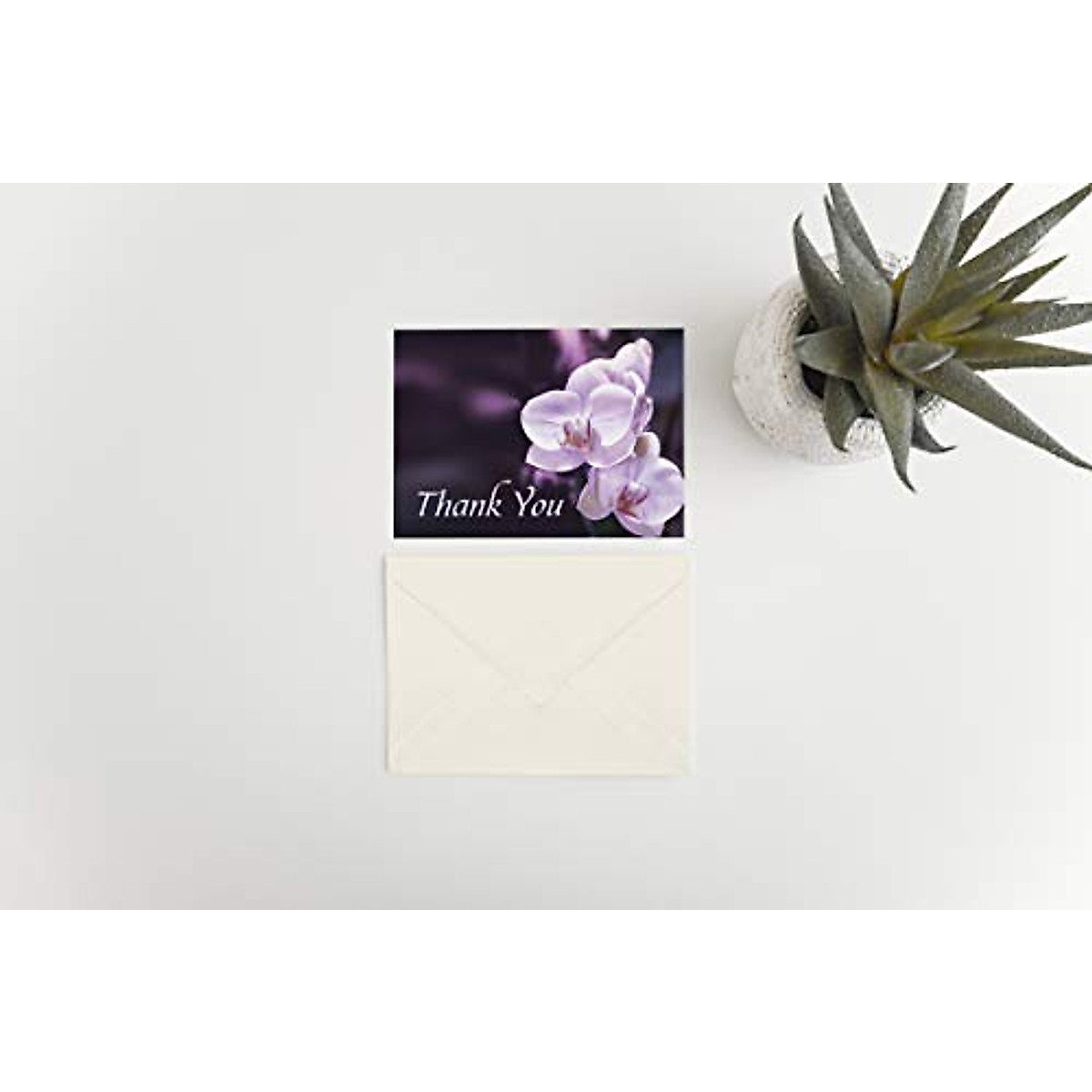 Funeral Thank You Cards - Sympathy Bereavement Thank You Cards With Envelopes - Message Inside (25, Purple Orchid)