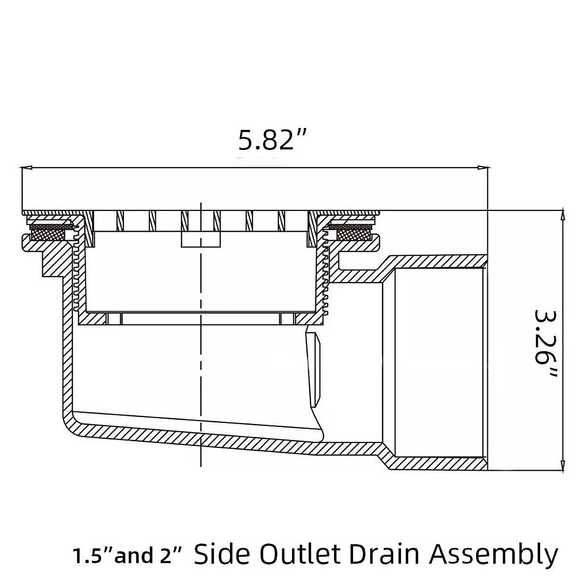 2" Low Profile Shower Drain with 2" x 1-1/2" Reducer Pipe Fitting and Perforated Strainer- PVC Side Outlet Drain Assembly for Replacement Shower Base and Drain