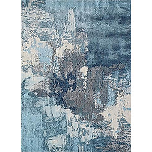 LUXE WEAVERS Rug Nuvola 8722 Blue Distressed Abstract Area Rug 2x3