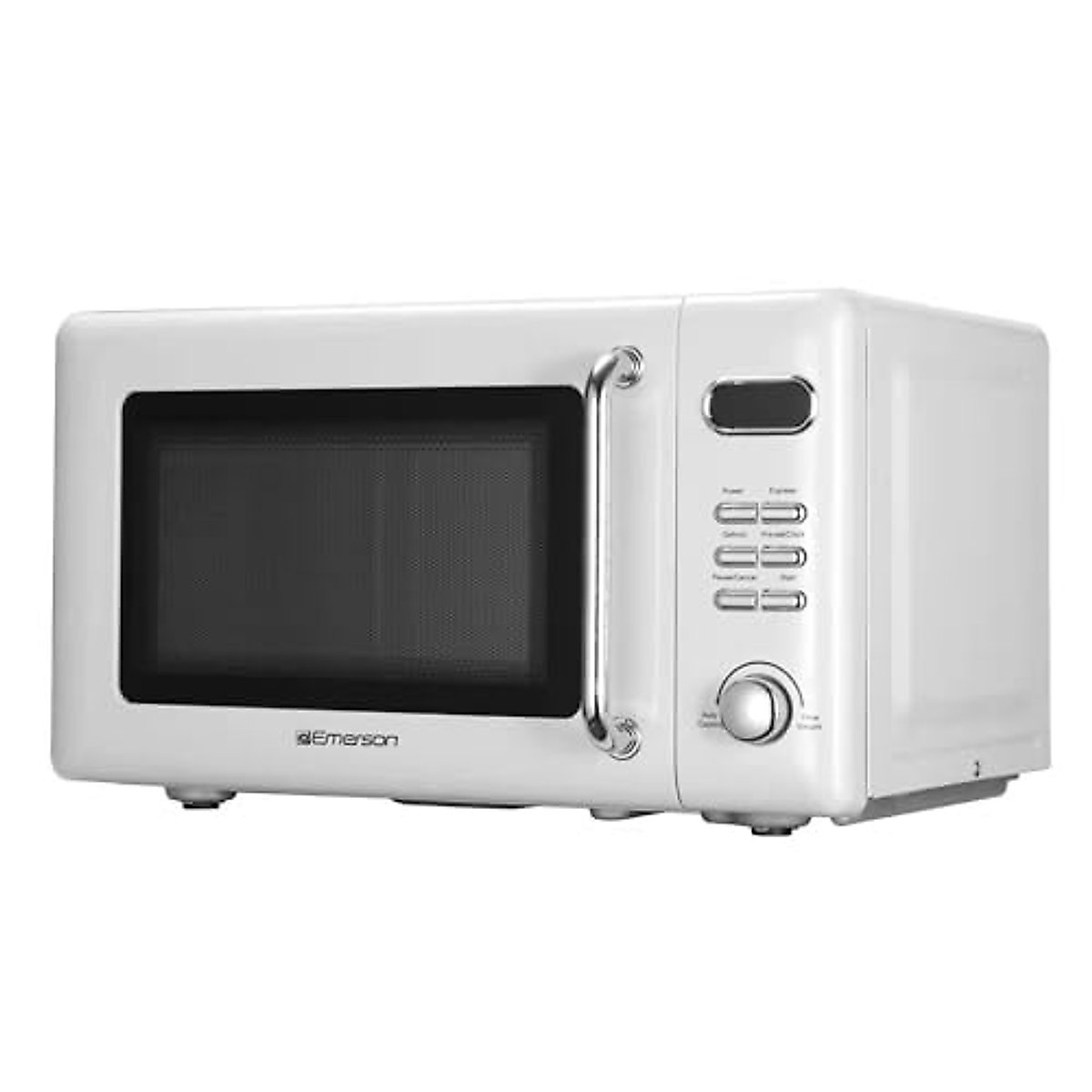Emerson MWR7020W-N Retro Digital Microwave Oven with Timer & LED Display 700W with 5 Micro Power Levels, 8 Pre-Programmed Settings, Express & Defrost, with Child Safe Lock, 0.7 Cu. Ft, White