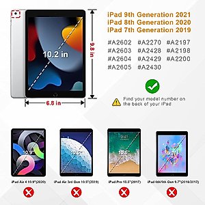 Hi Space for iPad 9th 8th 7th Generation Case for iPad 10.2 Case 2021 2020 2019 Composition Notebook with Pencil Holder, Book Trifold Protective Shockproof Cover with Auto Sleep Wake for A2270 A2428