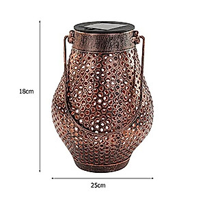 DJASM 2 Pieces Retro Wrought Iron Solar Led Lantern Outdoor Waterproof Hanging Lamp Light Control Induction Home Garden Lawn Landscape Lighting