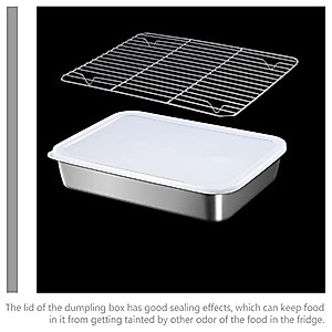 Yardwe Refrigerator Dumpling Box with Lid Stainless Steel Stackable Fridge Food Storage Containers Fresh Keeping Food Tray for Fruit Vegetables Bacon Meat Cheese Keeper