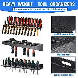 Memorywuu 3 Pcs 16in Tool Holder Organizer for Screwdrivers, Hammer, Pliers, Wall Mounted Metal Storage Rack Organizer for Workshop, Workbench, Fit Most of Screwdrivers, Hammer, Pliers or Small Tools
