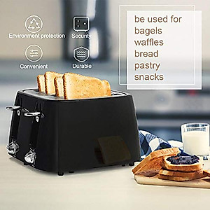 prepAmeal 4 Slice Toaster Bagel Toaster Small Bake Toaster with 6 Browning Setting, Cancel Function, Extra Wide Slots, for Bagels, Waffles, Breads, Puff Pastry, Snacks (4-Slice, Black)