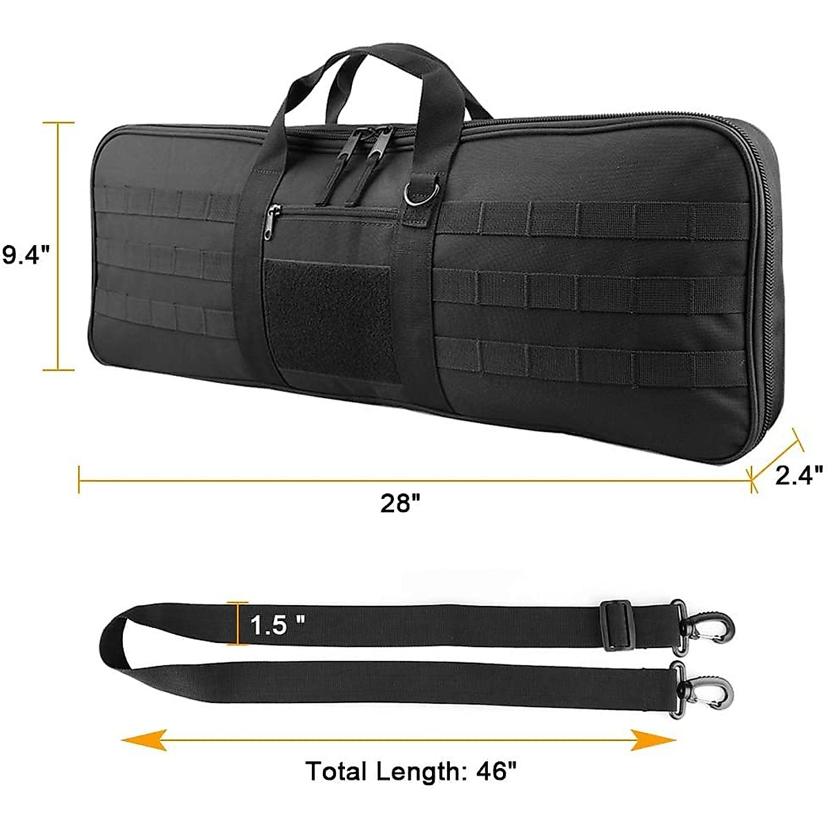 XTACER Tactical Bow Case MOLLE Recurve Takedown Bow Case Fully Padded Case (BLACK)