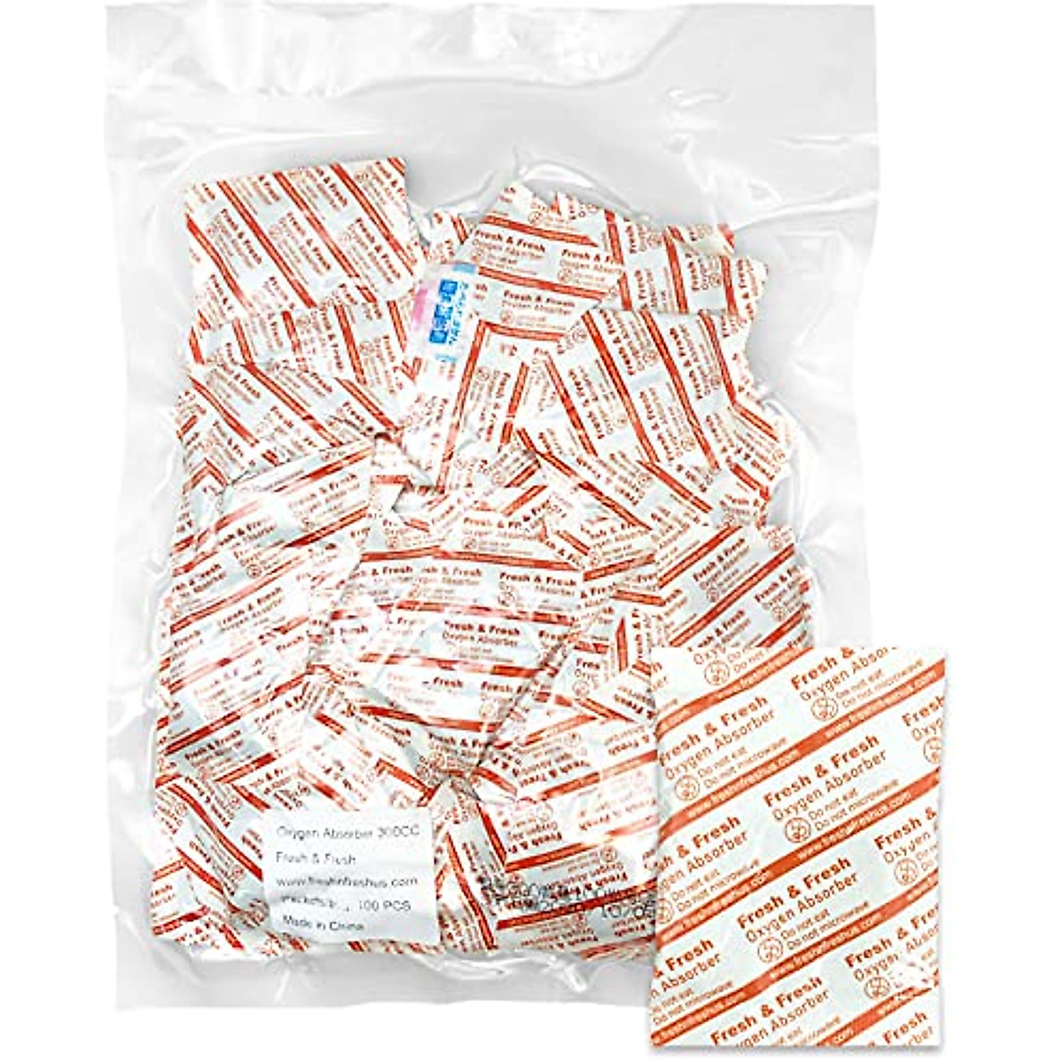 300 CC [100 Packets] Premium Oxygen Absorbers for Food Storage, Oxygen Scavengers Packets(1 Bag of 100 Packets) - ISO 9001 Certified Facility Manufactured Oxygen Absorbers