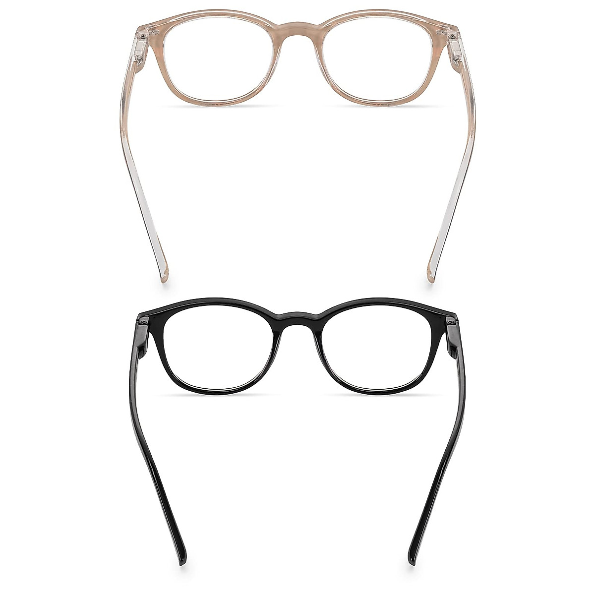 Rae Dunn "ELIZA Blue Light Blocking Reading Glasses - 2 Pack w/LOOK CLOSELY Signature Font Hard Case (Glossy Standard Tortoise/Glossy Jet Black, +0.0)