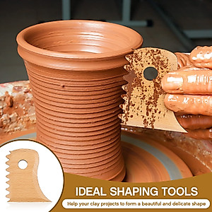 Amylove 7 Pcs Pottery Tools Pottery Foot Shaper Trimming Tools Profile Rib Bundle Foot Shaper for Ceramics for Carving Clay Molds Clay Texture Ribs Ceramics, Beech Wood, Stylish Style