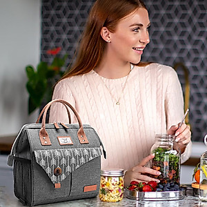 Lekesky Lunch Bag for Women Insulated Lunch Box Leakproof Lunchbox for Adult Work, Grey
