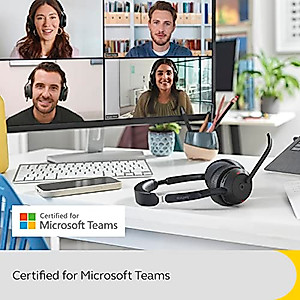 Jabra Evolve2 55 Stereo Wireless Headset - Features AirComfort Technology, Noise-Cancelling Mics & Active Noise Cancellation - MS Teams Certified, Works with Other Platforms - Black