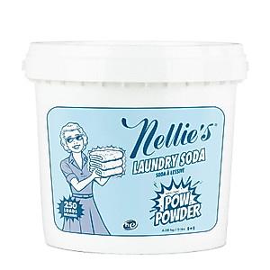 Nellie's Laundry Soda with POW Powder - 250 Loads - Eco-Friendly Laundry Detergent with Stain-Fighting Active Enzymes - High-Efficiency Formula, Phosphate-Free, Septic-Safe