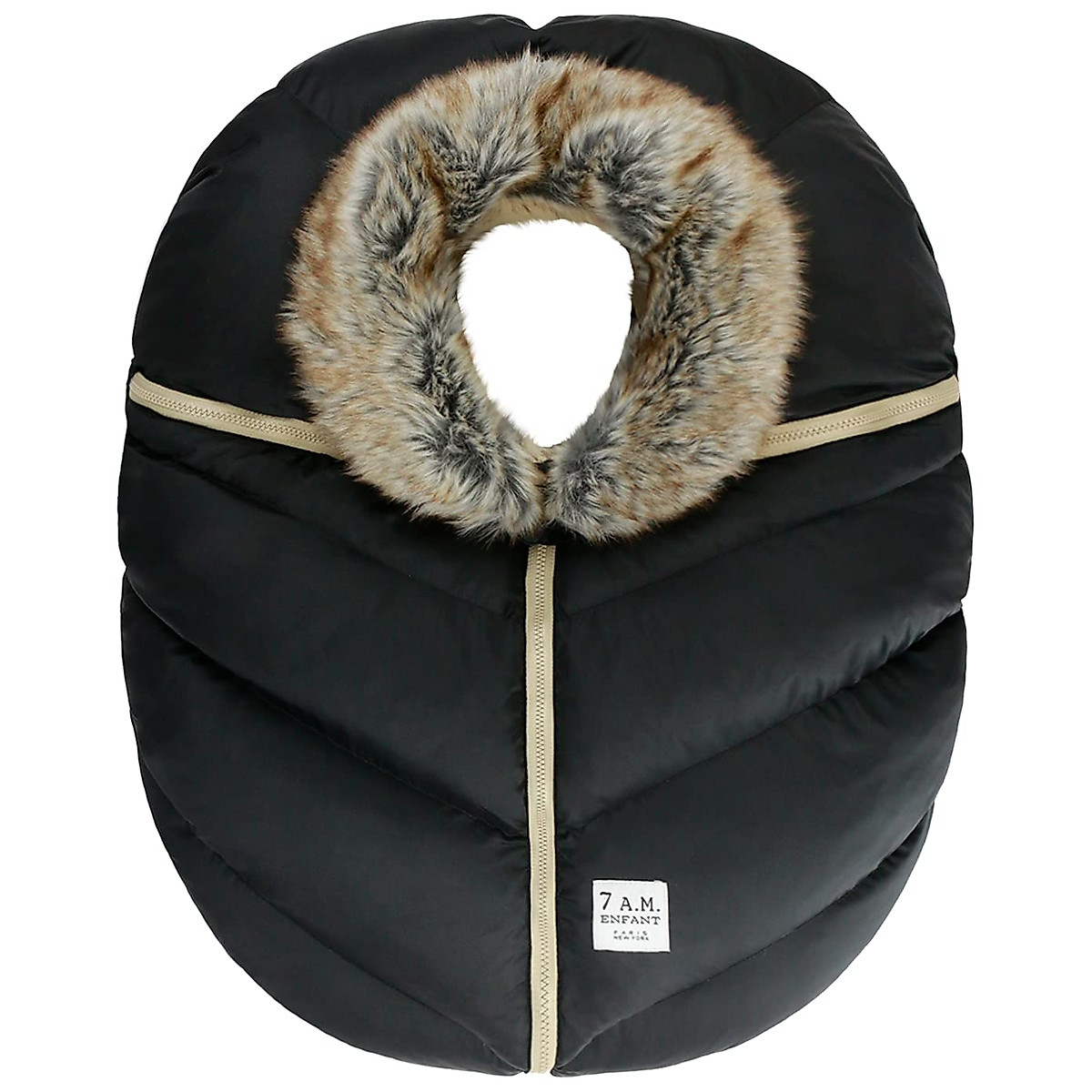 7AM Infant Car Seat Cover - Winter Puffy Cover with Center Zipper for Baby Boys & Girls, Lightweight, Windproof & Water-Repllent Outer Shell, Universal Fit for Infant Car Seat | (0-12M)