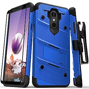 ZIZO Bolt Series LG Stylo 4 Case Military Grade Drop Tested with Tempered Glass Screen Protector, Holster, Kickstand Blue Black