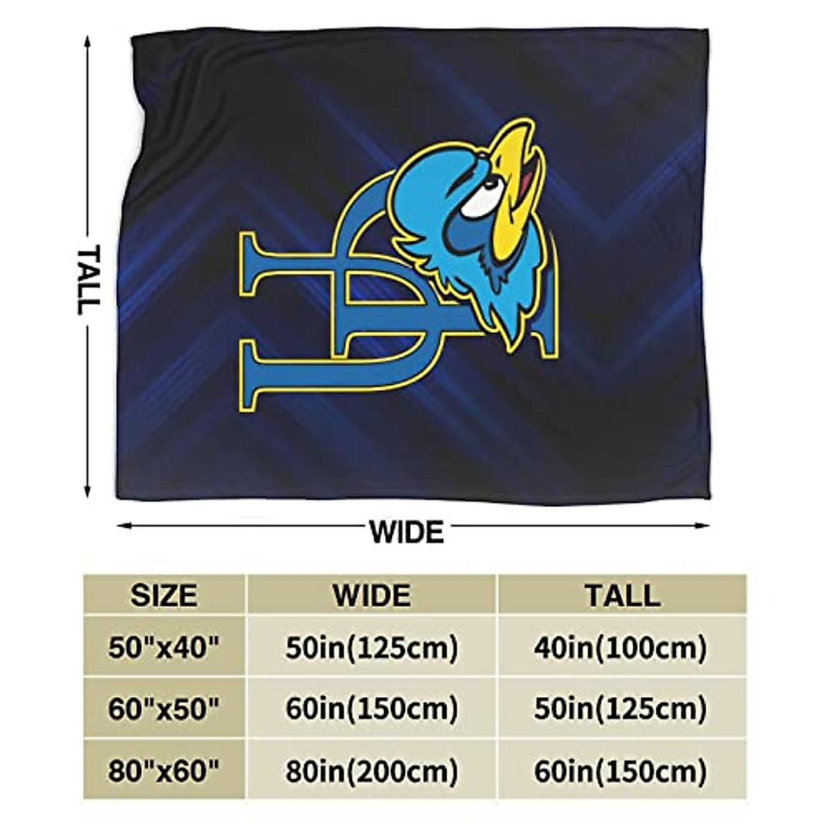 University of Delaware Fleece Blanket, Very Soft Microfiber Flannel Blanket for Couch Warm and Cozy for All Seasons