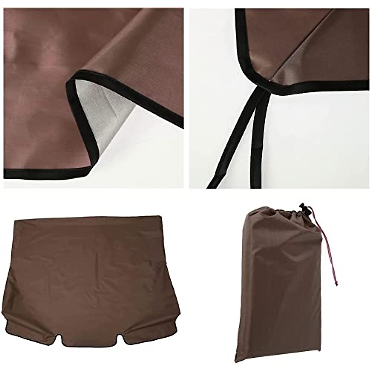 Garden Swing Chair Canopy+Seat Replacement 2/3 Seater, Replacement Cover Set for Canopy Swing Waterproof, Anti-UV Swing Roof/Seat Cover (Frame Not Included) ( Color : Brown , Size : 249×185×18CM )