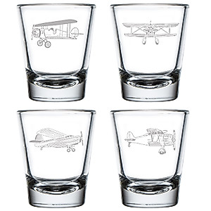 MIP Set of 4 Shot Glasses 1.75oz Shot Glass Aviation Airplane