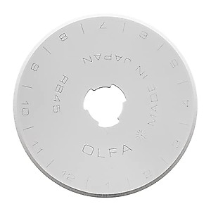 OLFA 45mm Rotary Cutter Replacement Blades, 10 Blades (RB45-10) - Tungsten Steel Circular Rotary Fabric Cutter Blade for Quilting, Sewing, and Crafts, Fits Most 45mm Rotary Cutters
