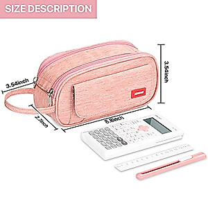 AOREGRE Pencil Case Big Capacity Pencil Bag School Pencil Case Portable Office Stationery Makeup Bag College Supplies School College Office Organizer for Student Teens Girls Adults - Pink