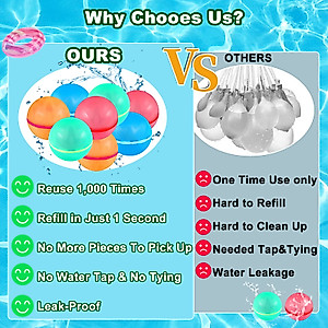 10PCS Water Balloons, Reusable and Refillable Water Balloons for Kids Adults, Quick Fill and Great Gift for Outdoor Activities and Water Games (10pcs)