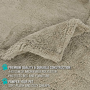 PetAmi Fluffy Waterproof Dog Blanket for Small Medium Dogs, Soft Warm Pet Sherpa Throw Pee Proof Couch Cover, Reversible Cat Puppy Bed Blanket Sofa Protector, Plush Washable Pad (Taupe Camel, 29x40)