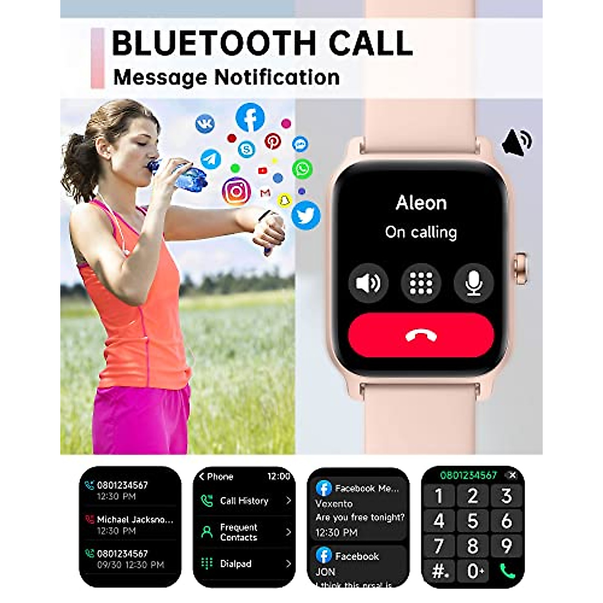 Smart Watch for Women, Answer Make Call, Alexa Built-in, 1.8" Touch Screen Fitness Tracker with 100+ Sport Modes, Heart Rate Blood Oxygen Sleep Monitor, IP68 Waterproof watch for iPhone Android