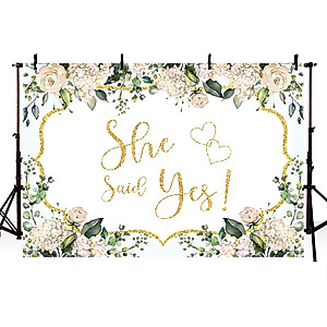 ABLIN 7x5ft She Said Yes Backdrop Pink Floral Bridal Shower Decorations Bachelorette Bride to Be Engagement Party Decorations CQ321 0