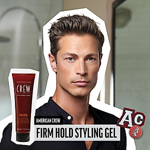 American Crew Men's Hair Gel, Firm Hold, Non-Flaking Styling Gel, 8.4 Fl Oz