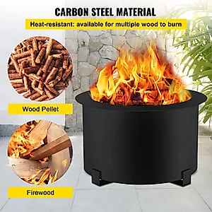VEVOR Smokeless Fire Pit, Carbon Steel Stove Bonfire, Large 21.5 inch Diameter Wood Burning Fire Pit, Outdoor Stove Bonfire Fire Pit, Portable Smokeless Fire Bowl for Picnic Camping Backyard Black