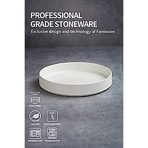 famiware Nebula Pasta Bowls for 4, 8.75" Salad Bowl Sets, Large Wide Bowls for Serving Dinner, White