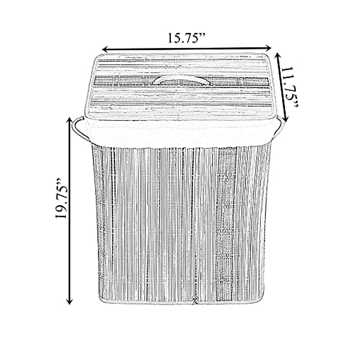 Rectangle Coconut Sticks Collapsible Waterproof Laundry Hamper with Lid and Handles for Organizer, Clothes, Toy Durable Folder Washing Bin for Easy Carrying