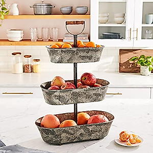 Creative Co-Op Metal 3 Tier Container with Wood Handle