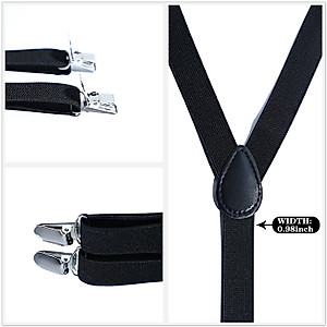 Leadtex Suspenders for Adult Y Shape with Strong Metal Clips Adjustable Elastic Braces Y Style One Size Fits All Wide,White.