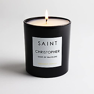 SAINT Christopher Scented Candle with Prayer, Prayer Coin, and Holy Oil, Saint of Travelers, Soy Coconut Aromatherapy Candle with 50 Hour Burn Time