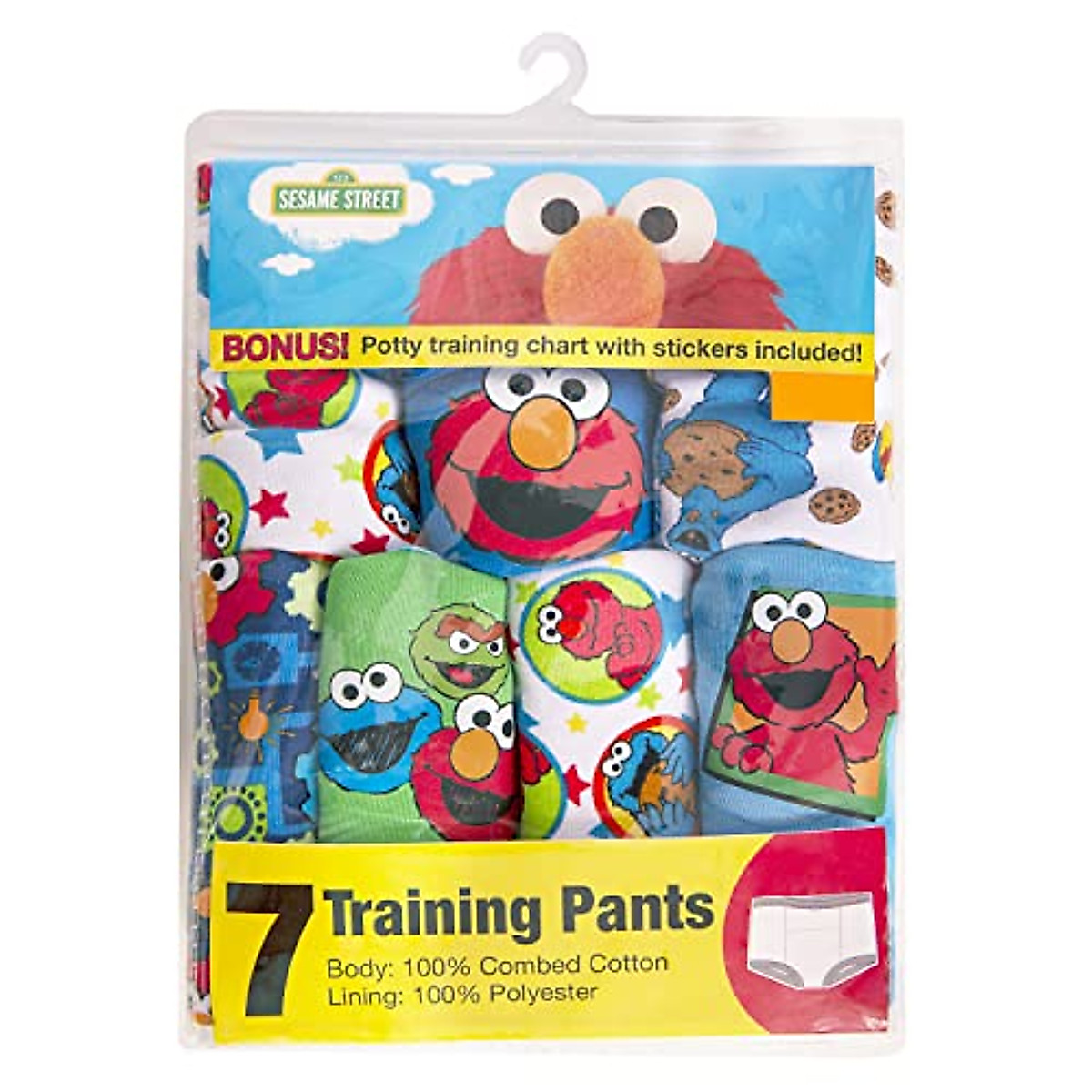 Sesame Street Unisex Baby With Elmo, Cookie Monster And Big Bird Includes Stickers Success Chart Sizes 18m, 2t, 3t, 4t Potty Training Pants Multipack, 7-pack Training Pant_a, 2T US