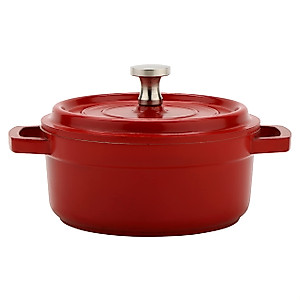 G.E.T. CA-002-RW/CC Heiss® Energy-Efficient Cast Aluminum Mini Dutch Oven with Lid, 8 Ounce, Red/White