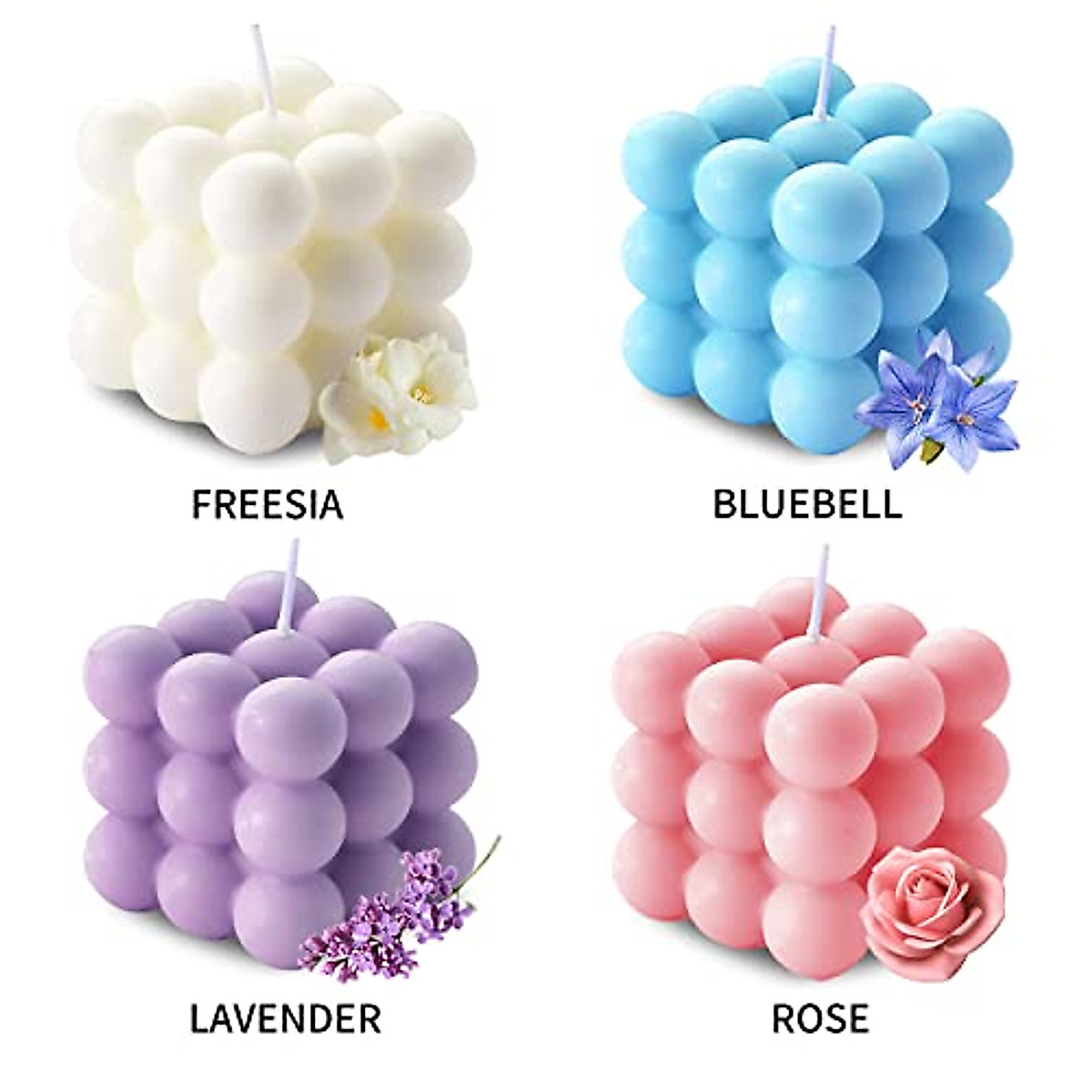 Scented Bubble Candles Gifts Set for Women, Large Candles for Home Decor Scented, 2 x 5.4 oz Soy Wax Aromatherapy Candles, Cube Aesthetic Candle, Ideal Gifts for Valentines Day, Mother's Day, Birthday