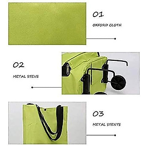 2 in 1 Upgrade Shopping Bag with Wheels for Women - Portable Trolley Bags Grocery Cart Hand Pulling Utility with Hand Straps, Folding Shopping Cart - Larger Size Shopping Bag (Blue)