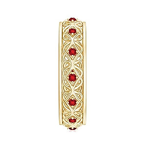 Rosec Jewels Vintage Inspired Lab Grown Ruby Eternity Band, Celtic Knot Design (AAAA Quality Certified Ruby) - Wedding Anniversary Band Ring, 14K Yellow Gold, Size:US 5.00