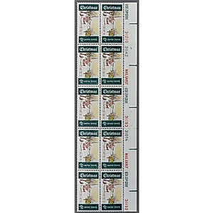Block 10 1969 US Postal Service Christmas Winter Sunday 6c Stamps Scott 1384
