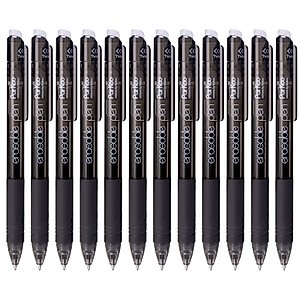 ParKoo Retractable Erasable Gel Pens Twist-Write, Fine Point 0.7 mm, Make Mistake Disappear, 12 Black Ink Pens for Drawing Writing Planners and Crossword Puzzles