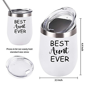 Aunt Uncle Gifts, Best Aunt and Uncle Ever Gift Set, 2 Pack Wine Tumbler with Lid and Straw, Funny Christmas Birthday Gifts for Aunt Uncle, 12 Oz Insulated Stainless Steel Tumbler, Black and White