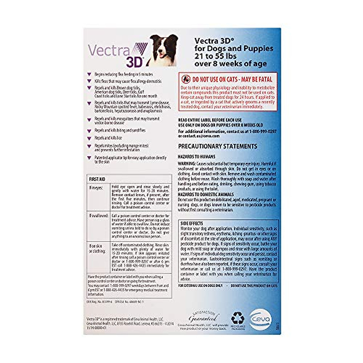 VECTRA 3D Medium Dog 21-55Lbs, 6 Doses (D73820E)