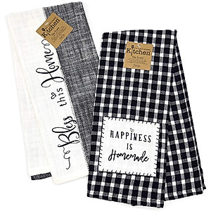 Kay Dee Designs Farmhouse, Happiness is Homemade & Bless This Home Tea Towel Kitchen Dishtowel Set, Classic Flat Tea Towel Ideal for Drying Glassware and Everyday Kitchen Tasks