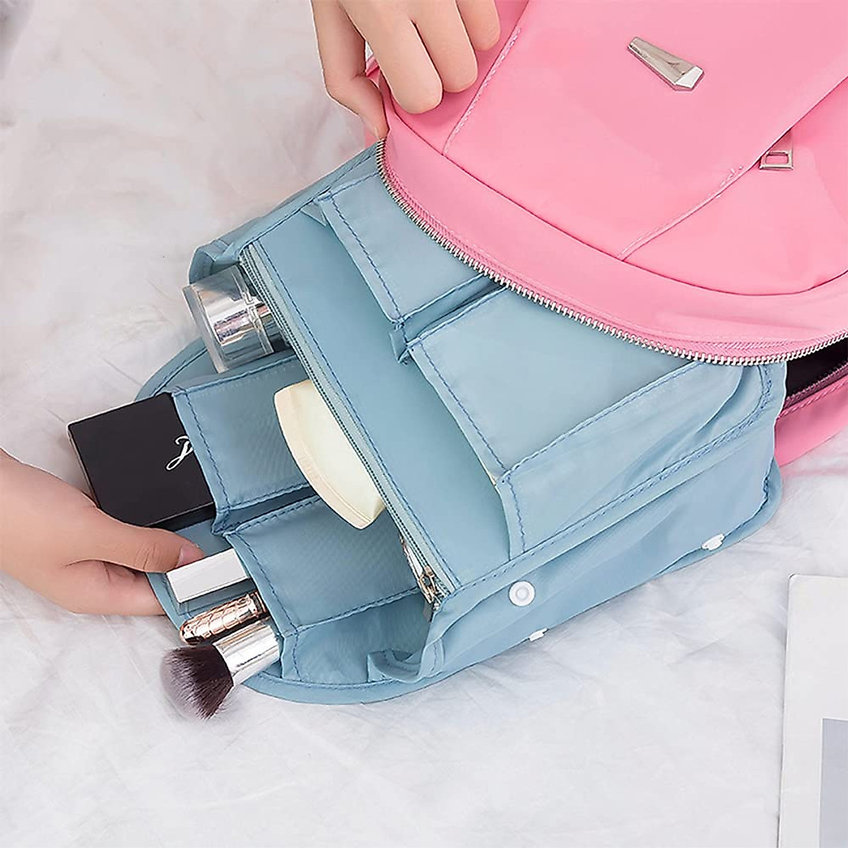 HOYOFO Mini Backpack Organizer Insert Small Shoulder Bag Divider for Rucksack Purse Lightweight Nylon, Light Blue