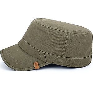 REDSHARKS Short Brim Cadet Caps for Men Cool Cadet Hats for Women Ponytail Army Olive Green